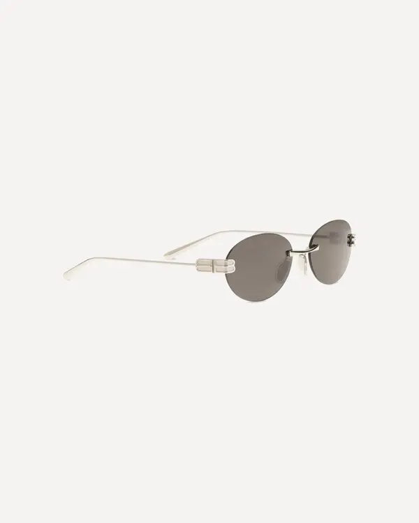 Balenciaga Gossip Oval Rimless Sunglasses - Silver