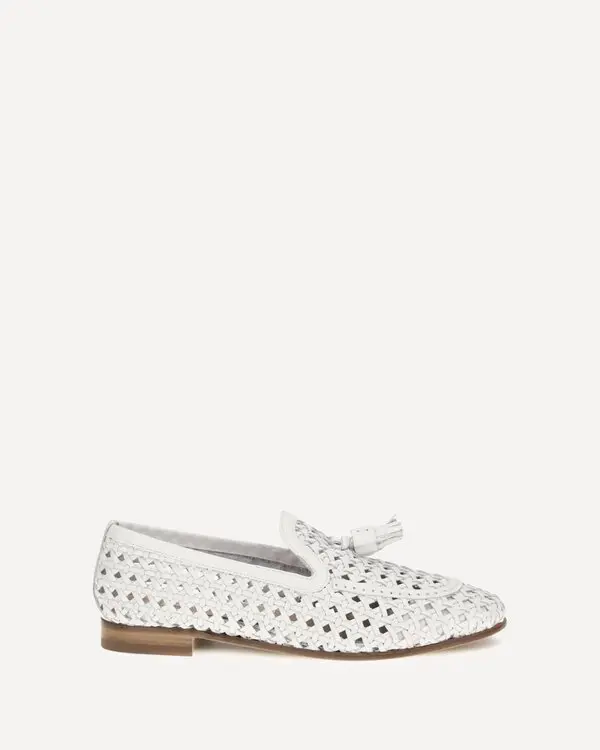 Fratelli Rossetti Leather Loafers With Woven Detailing - White