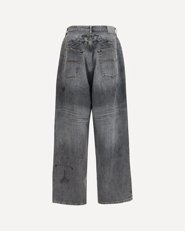 Balenciaga Tattoo Baggy Denim Pants