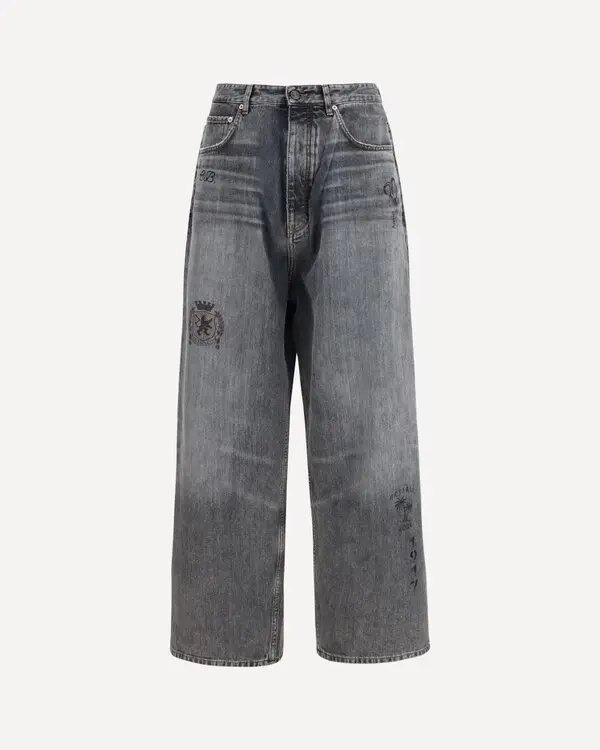 Balenciaga Tattoo Baggy Denim Pants