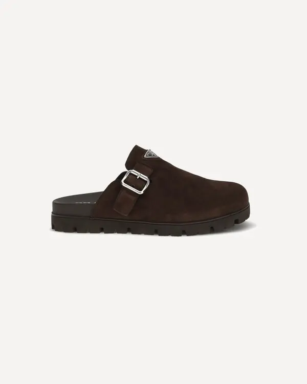 Prada Suede Mules - Brown