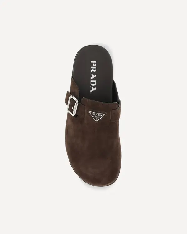 Prada Suede Mules - Brown