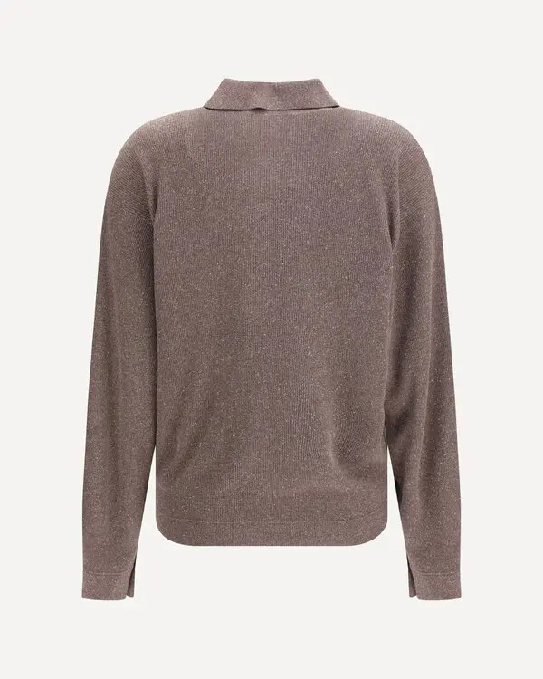 Calvin Klein Long Sleeve Sweater With Collared Neckline - Brown