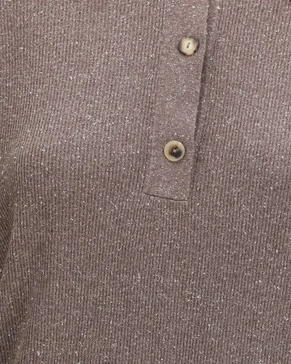 Calvin Klein Long Sleeve Sweater With Collared Neckline - Brown