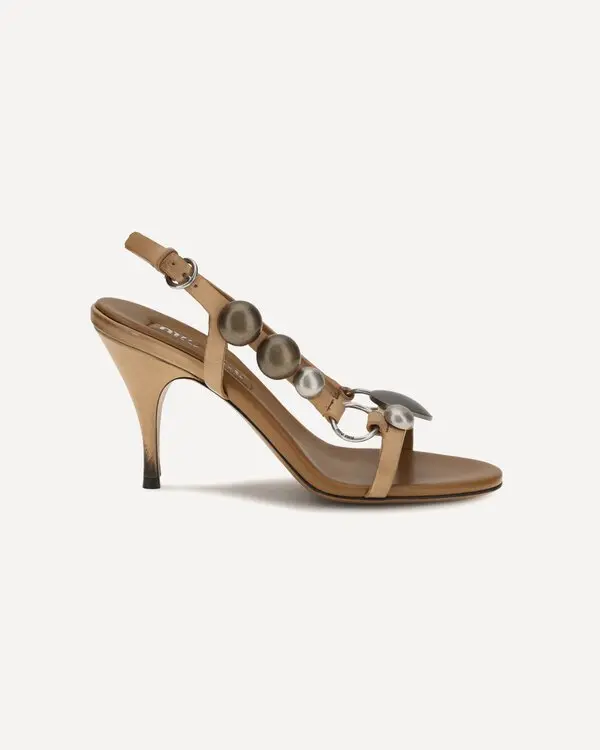 Miu Miu Embellished Leather Slingback Sandals