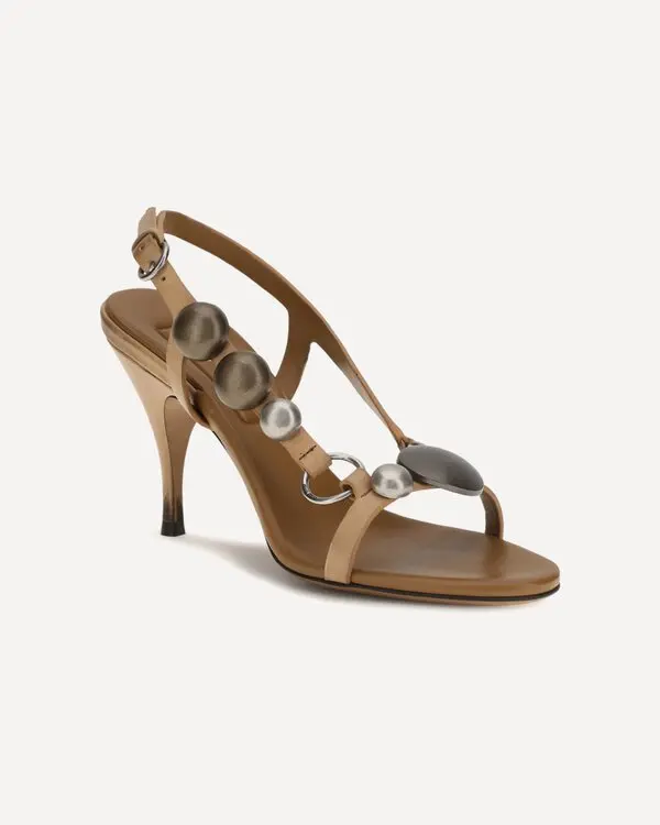 Miu Miu Embellished Leather Slingback Sandals