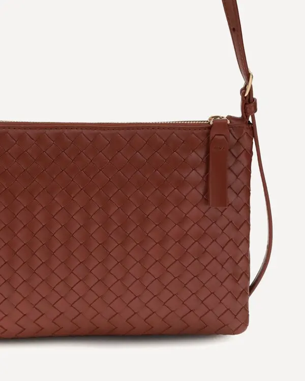 Bottega Veneta Intrecciato Woven Shoulder Bag - Red