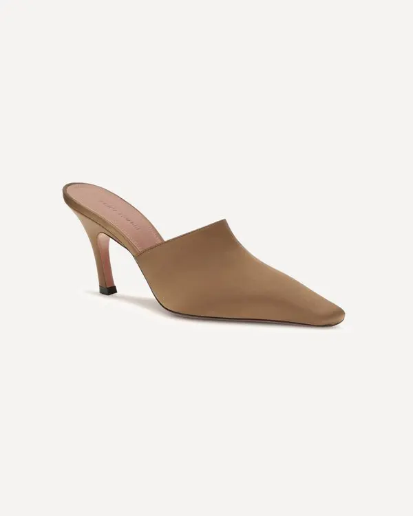 Amina Muaddi Jamie Mules With Angled Heel - Brown