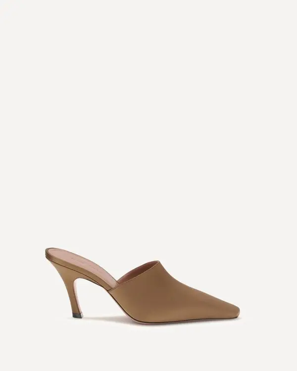 Amina Muaddi Jamie Mules With Angled Heel - Brown