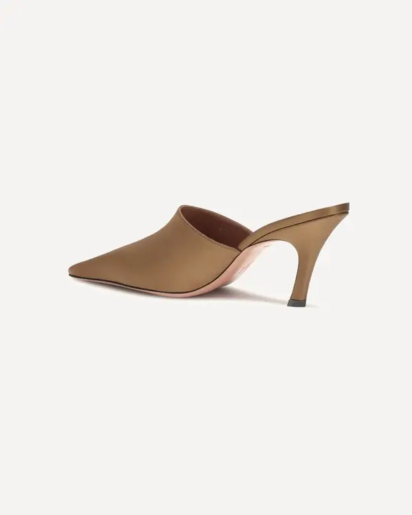 Amina Muaddi Jamie Mules With Angled Heel - Brown