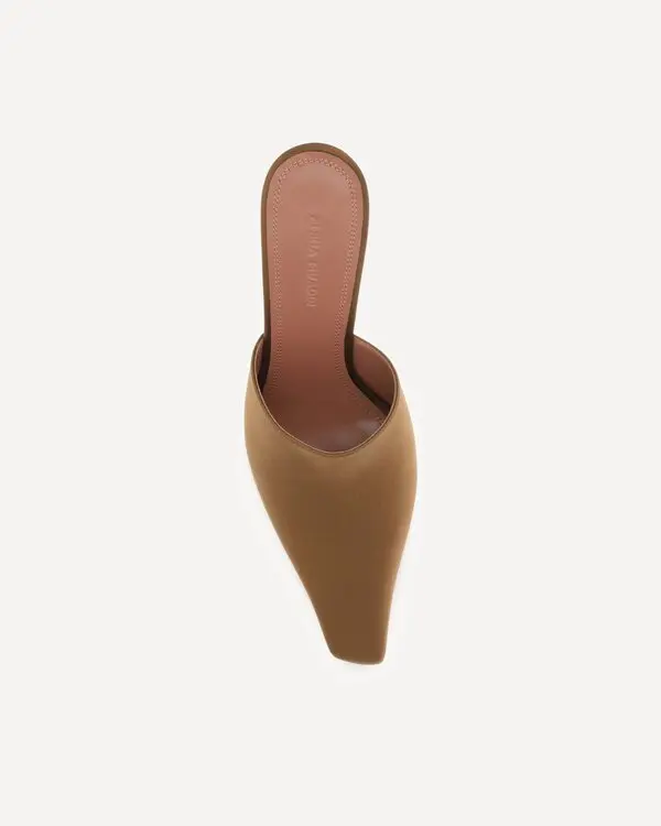 Amina Muaddi Jamie Mules With Angled Heel - Brown