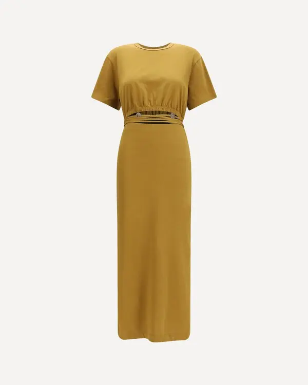 Pinko Midi Dress With Cut-out Detailing And Drawstring