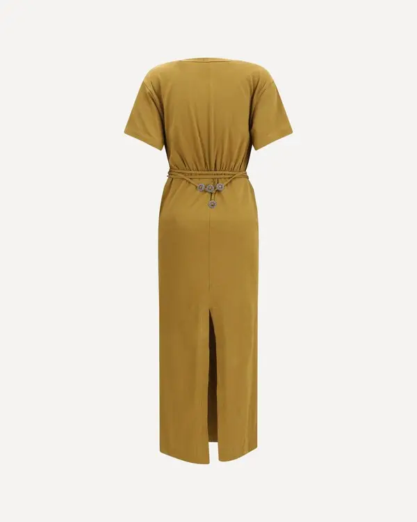 Pinko Midi Dress With Cut-out Detailing And Drawstring