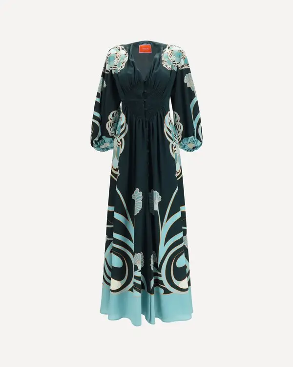 La DoubleJ Long Caerino Dress In Italian Silk Crepe De Chine