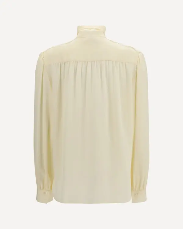 Chloé Embroidered Bow Blouse - Cream