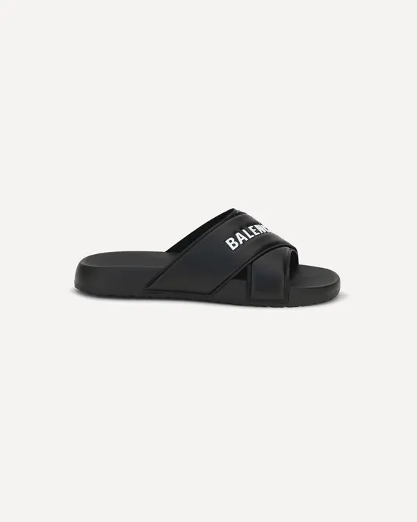Balenciaga Cross-logo Rubber Slides