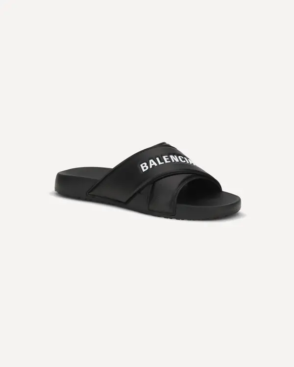 Balenciaga Cross-logo Rubber Slides