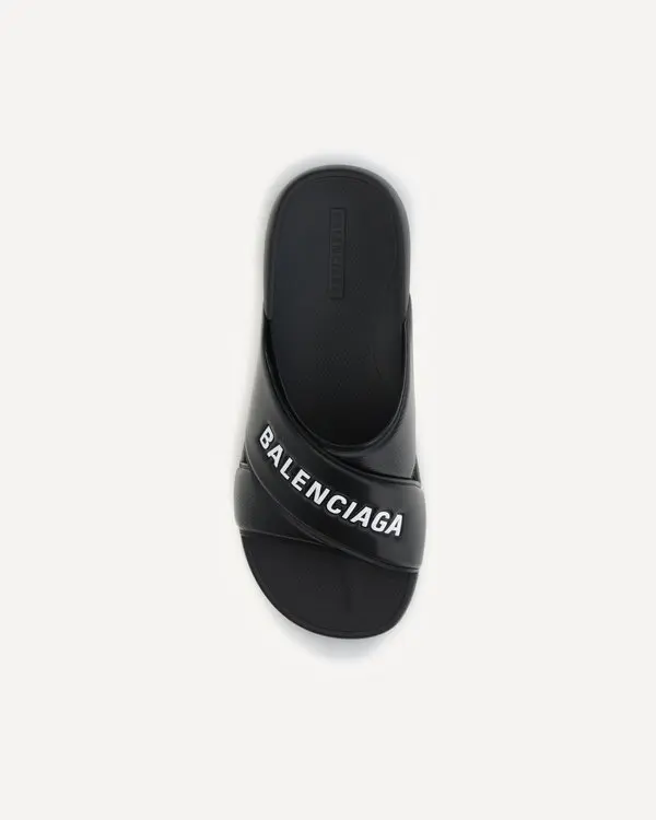 Balenciaga Cross-logo Rubber Slides