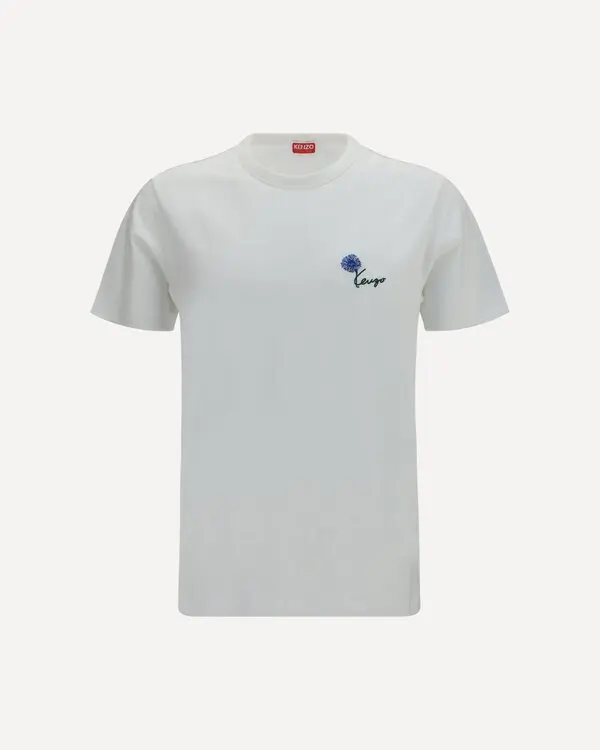 Kenzo Tulip Embroidered Cotton T-shirt - White