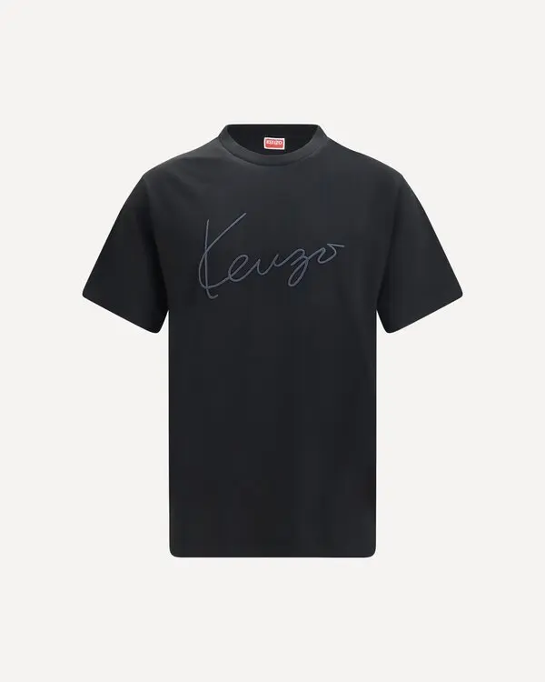 Kenzo Ebroidered Signature Cotton T-shirt Ale
