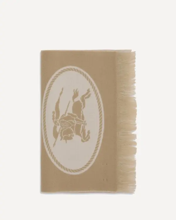 Burberry Logo Wool Scarf - Beige