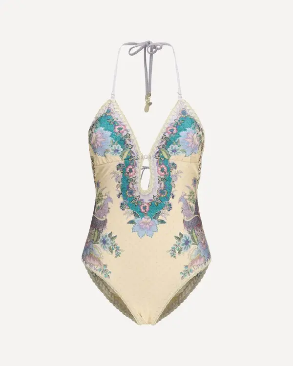 Zimmermann Indra Crochet Detail One-piece Swimsuit - Cream