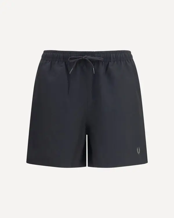 Fred Perry Swim Shorts With Embroidered Laurel Wreath - Black
