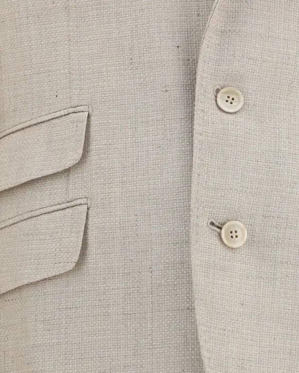 Brunello Cucinelli Hopsack Suit In Silk, Linen, And Wool - Beige
