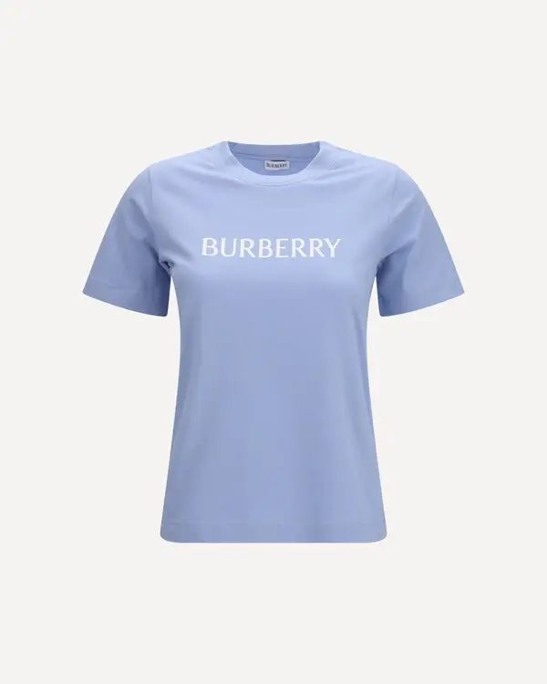 Burberry Embroidered Logo Cotton T-shirt - Light Blue