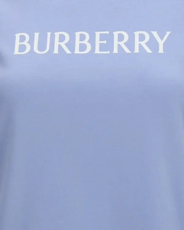 Burberry Embroidered Logo Cotton T-shirt - Light Blue