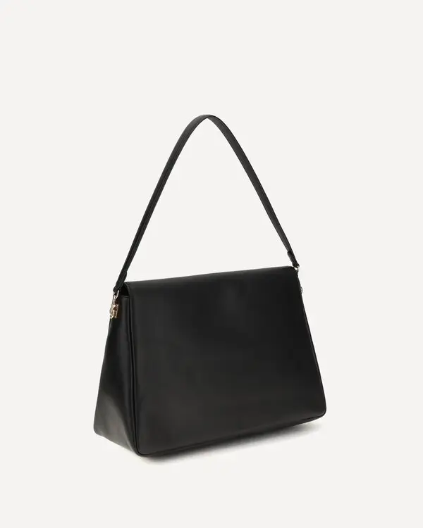Tory Burch Charlie Large Leather Shoulder Bag - Black