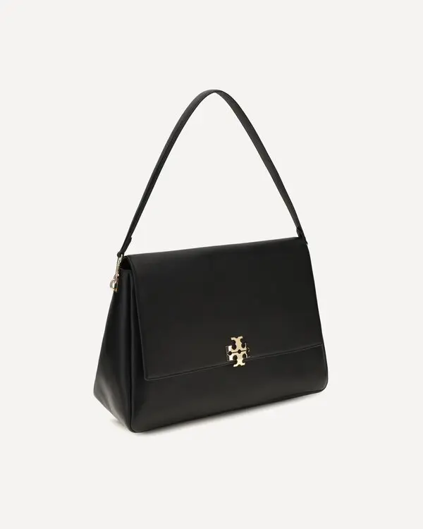 Tory Burch Charlie Large Leather Shoulder Bag - Black