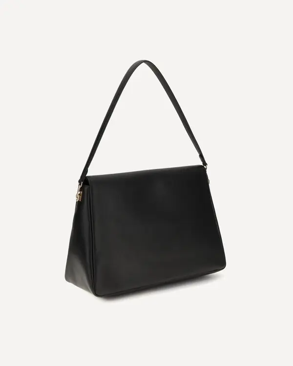 Tory Burch Charlie Large Leather Shoulder Bag - Black