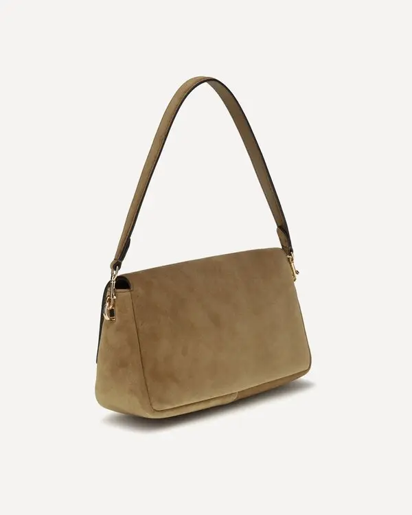 Tory Burch Charlie Mini Suede Shoulder Bag - Beige