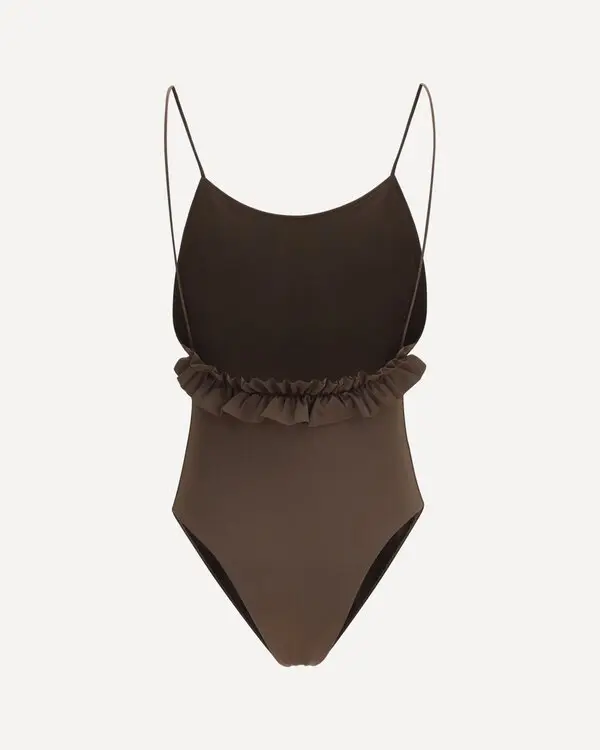 Jacquemus One-piece Swimsuit With Ruffles - Brown