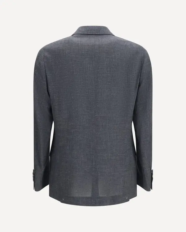 Brunello Cucinelli Deconstructed Jacket In Flame-textured Wool, Silk, And Linen