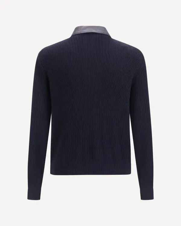 Brunello Cucinelli Leather And Knit Zip-up Jacket