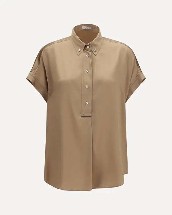 Brunello Cucinelli Silk Shirt With Jewel Embellishment