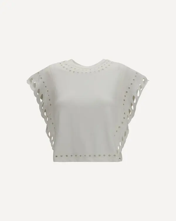 MARANT ETOILE Marant Étoile Odyle Cropped T-shirt With Broderie Anglaise
