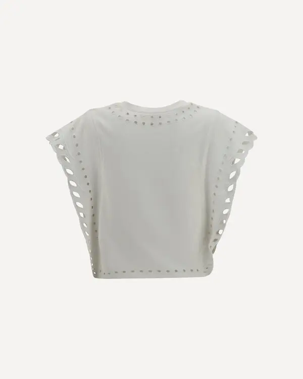 MARANT ETOILE Marant Étoile Odyle Cropped T-shirt With Broderie Anglaise