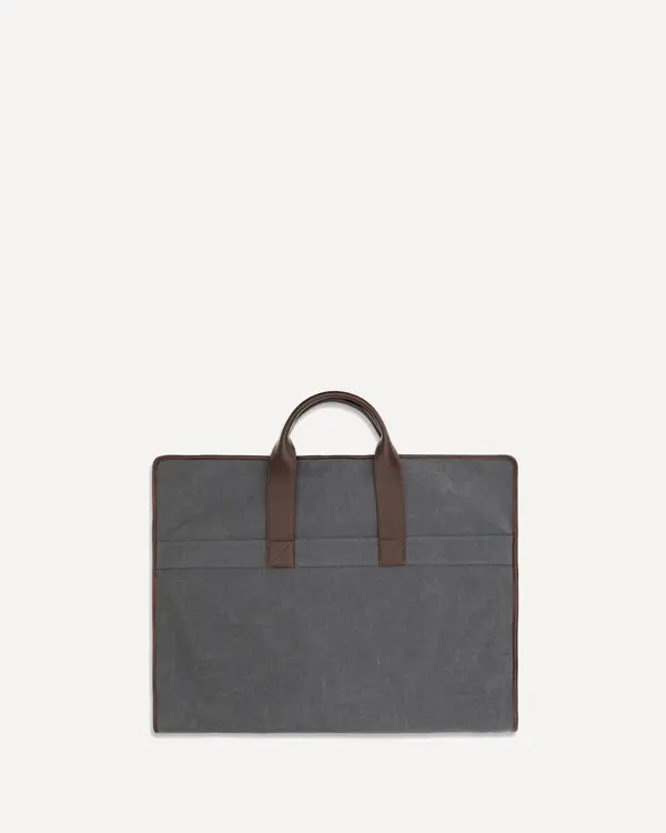 Brunello Cucinelli Garment Bag In Techno Fabric And Leather - Grey