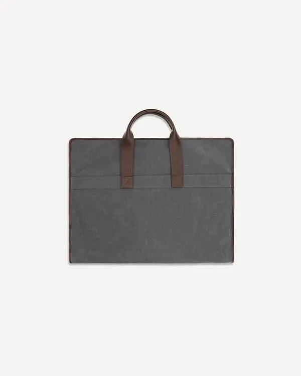 Brunello Cucinelli Garment Bag In Techno Fabric And Leather - Grey