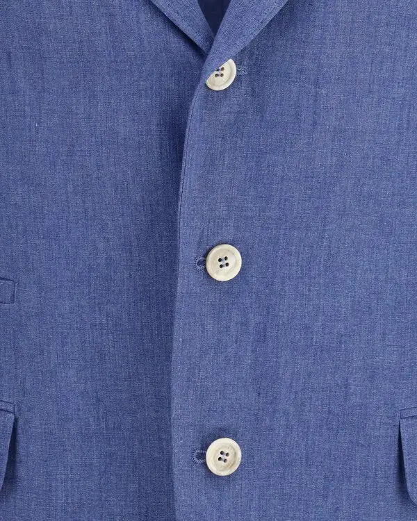 Brunello Cucinelli Deconstructed Single-breasted Jacket In Mélange Linen - Blue
