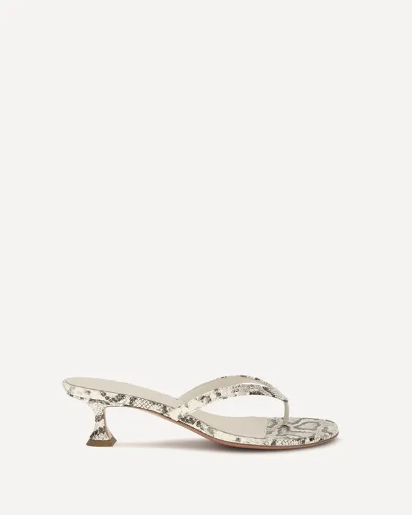 Amina Muaddi Snake-print Juliette Thong Sandals - Grey