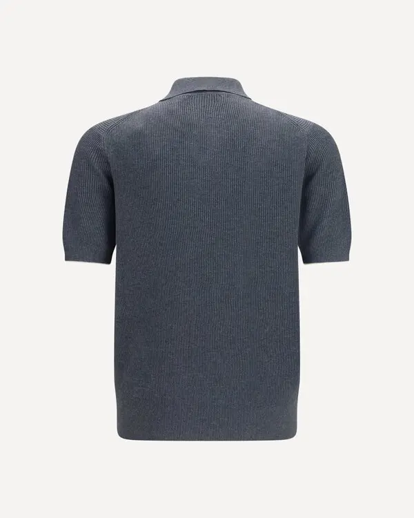 Brunello Cucinelli Cotton Ribbed Polo - Grey