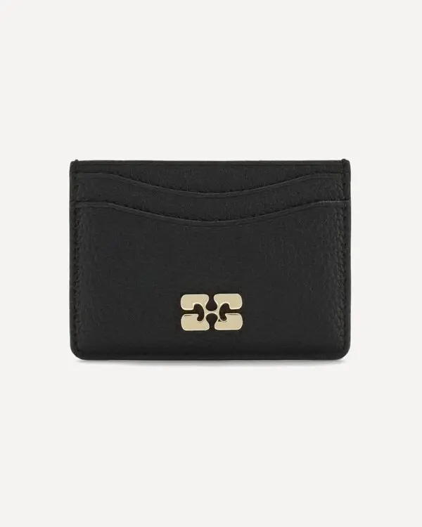 GANNI Grained Leather Card Holder - Black