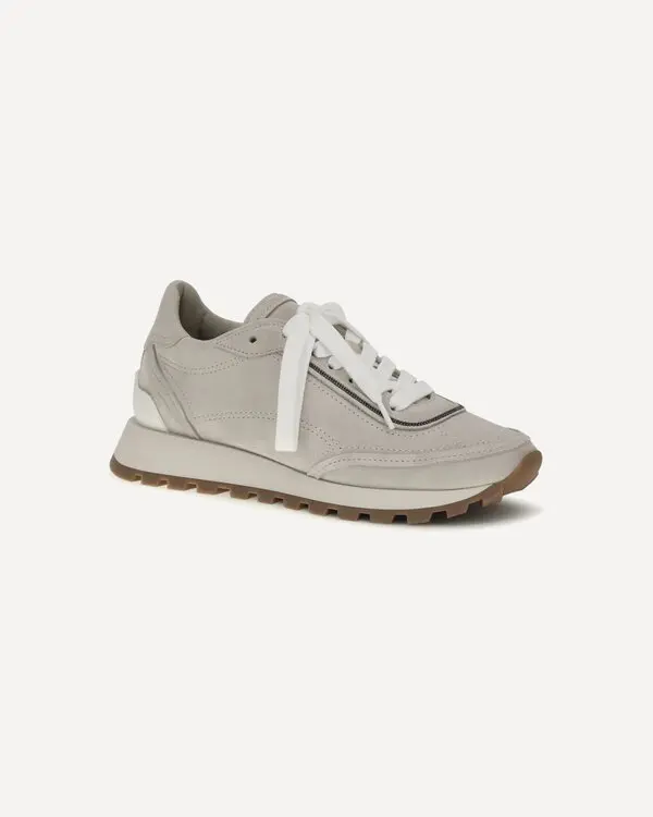 Brunello Cucinelli Hammered Leather Lace-up Sneakers - Grey