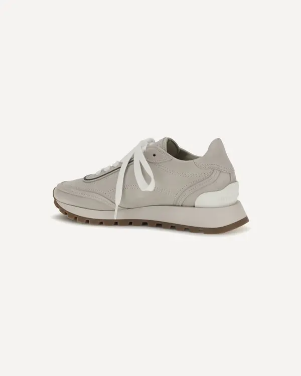 Brunello Cucinelli Hammered Leather Lace-up Sneakers - Grey