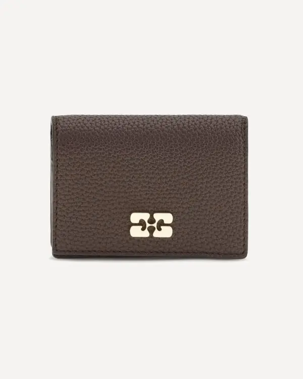 GANNI Flap Card Holder In Grained Leather