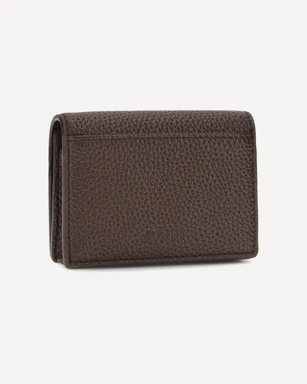 GANNI Flap Card Holder In Grained Leather